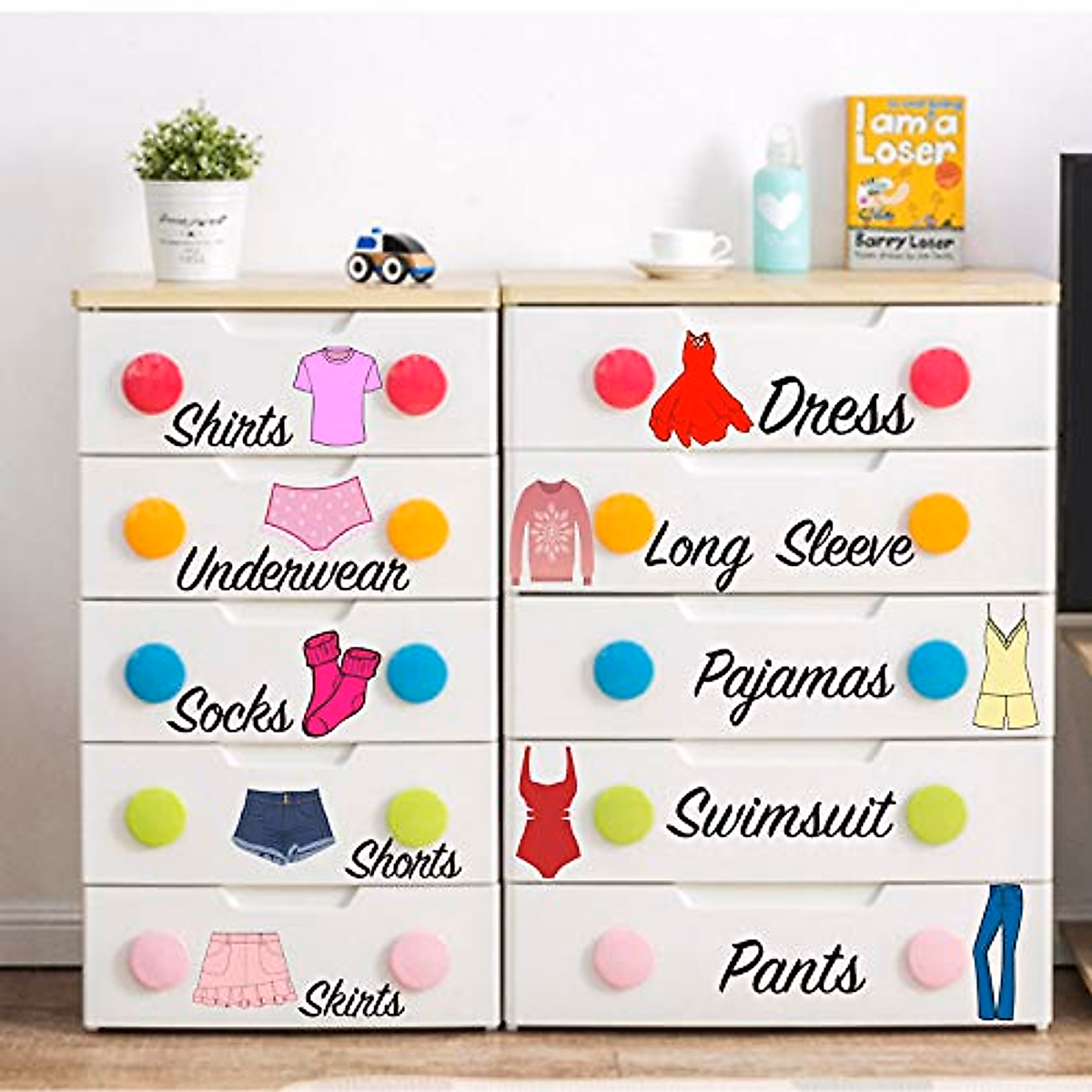 Dresser Clothing Decal Girl Dresser Labels for Bedroom Decor Drawer Organizing Stickers
