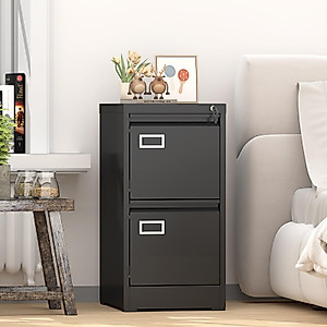 GREATMEET 3 Drawer Mobile File Cabinet with Lock,Under Desk Drawer Metal Filing Cabinet for Legal/Letter Size,Fully Assembled Black