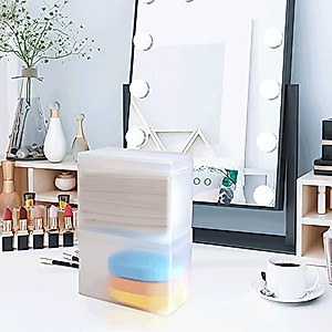 Cotton Swab Holder 2-Pcs Bathroom Canisters, Clear Plastic Storage Box With Hinged Lids, Makeup Organizer-Suitable for Q-Tips, Cotton Balls, Cotton Pads, Lipsticks, Cosmetics (2 Middle Boxs)