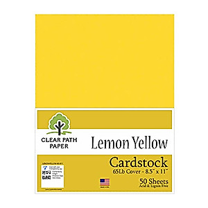 Lemon Yellow Cardstock - 8.5 x 11 inch - 65Lb Cover - 50 Sheets - Clear Path Paper