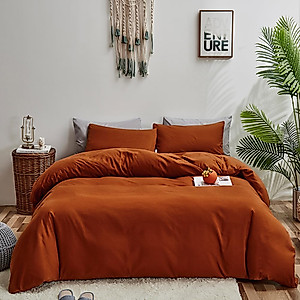 CLOTHKNOW Burnt Orange Comforter Set Full 3Pcs Terracotta Bedding Comforter Sets Rust Comforter Full Size Soft Caramel Full Size Comforter Sets