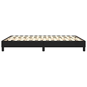 vidaXL Box Spring Bed Frame Home Indoor Bedroom Bed Accessory Wooden Upholstered Double Bed Base Furniture Black 59.8"x79.9" Queen Faux Leather