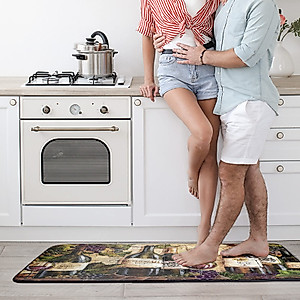 Grapes Wine Rugs for Kitchen Floor 39x20 Inch Wine Bottle Rugs Absorbent Kitchen Mat and Rug for Home & Kitchen & Office Decor Memory Foam Mat Non-Skid…