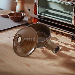 UPKOCH 1pc Casserole Saucepan Stew Cooker, 12oz Baking Dish Small Ceramic Bowl, Mini Tart Pans for Baking Clay Tools | Microwave Salad Bowl with Lid, Pot with Handle, Household Kitchenware Soup Pot