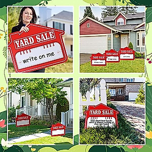 Thyle 12 Pack Yard Sale Signs with Stakes 16'' x 12'' High Visibility Sale Sign Protection Against Wind, Rain and Snow Weatherproof for Garage House Business or Personal Use(Red)