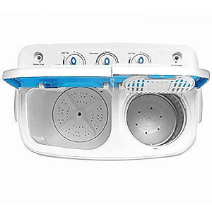LongJiang Portable Compact Twin Tub Washing Machine,13.4lbs Capacity,Semi-Automatic,Built-in Drain Pump,White Blue 23.23 x 13.98 x 26.57 h GT51056504-10064-1751397771