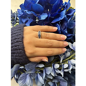 LE VIAN 1/4 Carat Diamond and 1 Carat Blue Sapphire Band Ring for Women in 14k White Gold (Fancy Brown, cttw) Promise Anniversary Ring Size 7 by LeVian