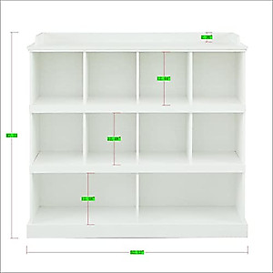 UpperHse Living W52 × H48 Barrister Lane Bookcase with 10 Storage Cubbies, Free Standing Bookshelf Library Standard Bookcase for Home Office Living Room Bedroom, Solid White