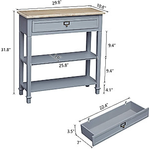 Kinfant Console Entryway Table with Storage - Gray Console Table with Drawer and Storage Shelf, Wood Sofa Table for Living Room Bedroom Hallway