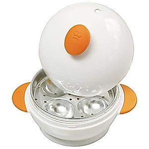 MSC International 4 Boiler Joie Big Boiley Microwave Egg Cooker, A, White with Orange Handles