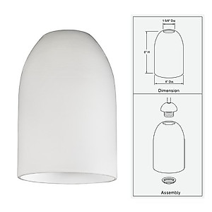 White Dome Glass Shade - Lipless with 1-5/8-Inch Fitter Opening