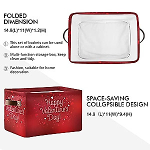 WELLDAY 1PCS Storage Basket Valentine's Day Poster Large Foldable Storage Bin Cube Collapsible Organizer