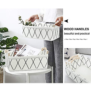 Oubra Small Bin Storage Cube Bins Empty Baskets for Gifts Decorative Baskets for Storage Magazines Books CD DVD Collapsible White Basket