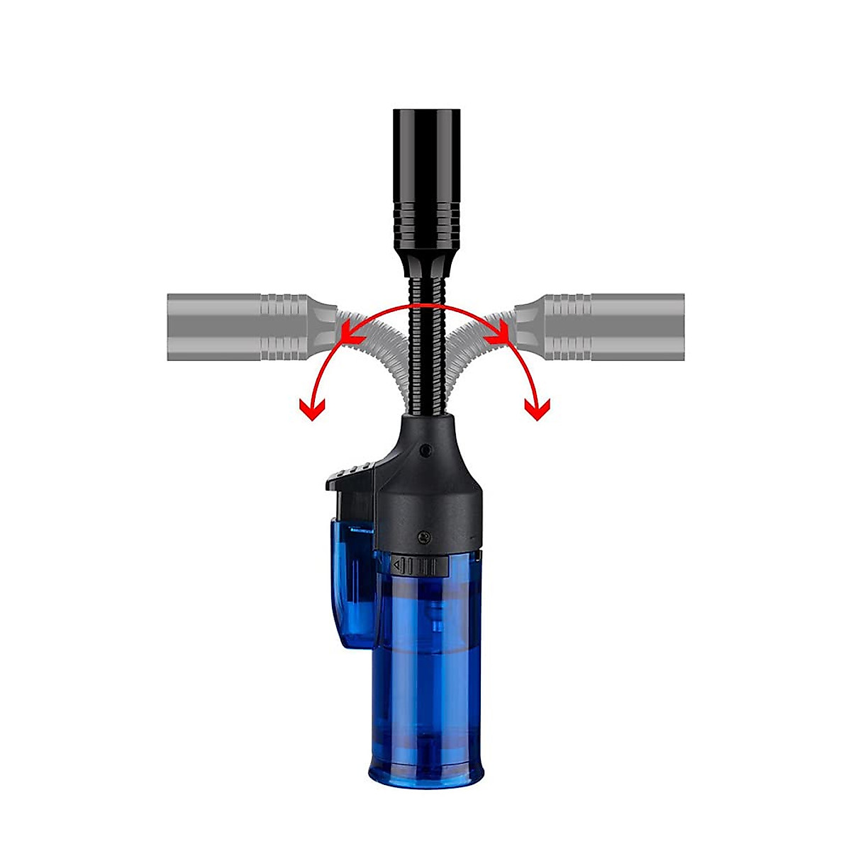 Torch Lighter 360° Rotation Adjustable Single Jet Flame, Flexible Refillable Lighter for Hob Stove Oven Fireplace Grills BBQ Outdoor (Butane No Included) (Black,One Size)