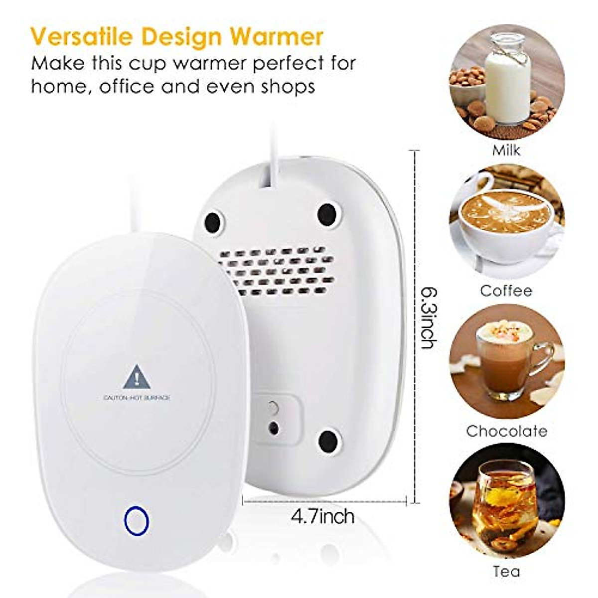 Coffee Mug Warmer & Cup Warmer for Desk, Electric Beverage Tea Warmer with Automatic Shut Off for Office Home Use Gift Beverage Candle Wax Cup Warmer Heating Plate