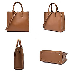 DE'EMILIA CONCEPT Top Handle Satchel Genuine Leather Tote Bag for Women, Soft Bucket Bag Shoulder Purse for Ladies and Girls Brown