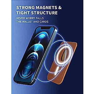 SONVICTY LIFE Magnetic Wallet for Apple MagSafe, Leather Mag Safe Wallet for Back of iPhone 13/13 Pro/Max and 12 Series, Magnetic Card Wallet Holder Compatible with Magsafe case, Brown