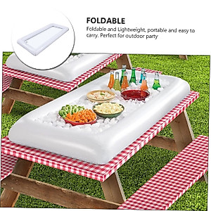 Outanaya 1pc Inflatable Ice Bar Galvanized Tub Inflatable Drink Container Ice Cooler Float Inflatable Salad Bar Ice Drink Floating Drink Holder Ice Cubes Outdoor Banquet White Pvc