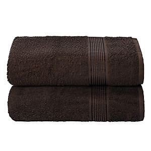 Belizzi Home Cotton 2 Pack Oversized Bath Towel Set 28x55 inches, Large Bath Towels, Ultra Absorbant Compact Quickdry & Lightweight Towel, Ideal for Gym Travel Camp Pool - Brown