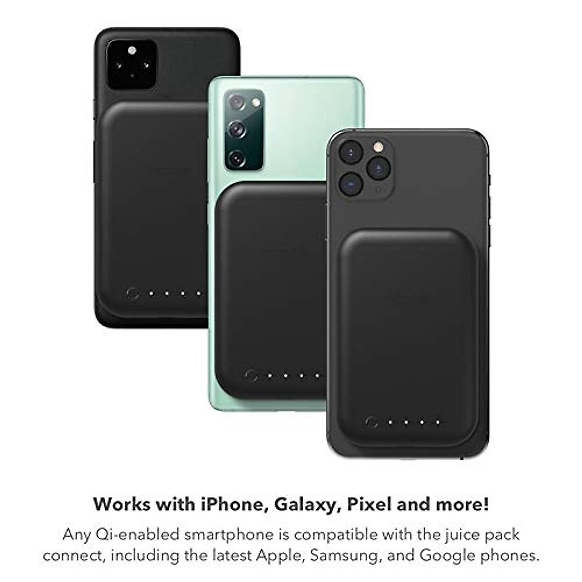 mophie Juice Pack Connect Compact - containing a Portable 5,000mAh Battery with Dual Purpose Stand - Made for Qi-Enabled Smartphones - Black