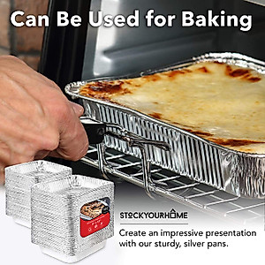 Aluminum Pans 9x13 Disposable Foil Baking Pans (100 Pack) - Half Size Steam Table Deep Pans - Tin Foil Pans Great for Cooking, Heating, Storing, Prepping Food