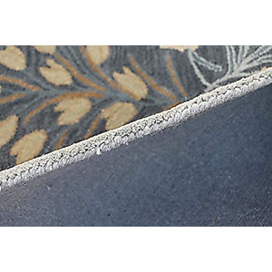 Old Hand Made Floral Blue Tulip Traditional Persian Oriental Woolen Area Rugs (8'x8' Round)