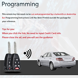 Key Fob Keyless Entry Fits for Chrysler Town & Country Dodge Grand Caravan 2004 2005 2006 2007 Remote Control Replacement 05183683AA M3N5WY72XX 46Chip 315MHz 6 Button Head Fob Key (Set of 2)