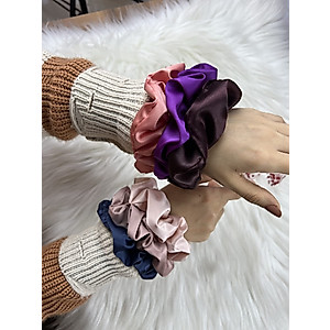 Satin Scrunchies, 6 Pieces For Hair, Big Satin Hair Ties, Ponytail Holder, Soft And Satin Silk Fabric Hair Scrunchies, P12