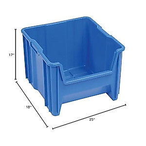 QUANTUM STORAGE SYSTEMS Giant Stack QGH800BL Solid Part Organizer Blue Bins 18" L x 17" W x 13" H 2 Pack