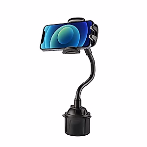 LAX Gadgets Cup Holder Phone Mount - Car Mount for iPhone & Smartphones - Cradle Type Car Phone Holder with Flexible Neck - Black