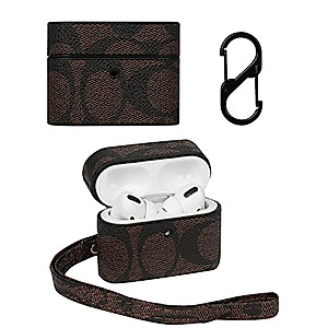 Designer Luxury Leather Elegant Fully Protective Case with Keychain and Strap for Airpods Pro 1st and 2nd Generation - Gifts for Christmas