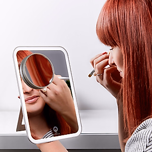 stylPro Stylideas Glow and Go Travel Mirror - Makeup Mirror with Lights Perfect for Hair Styling - USB Rechargeable - with Protective Sleeve - 1 pc.