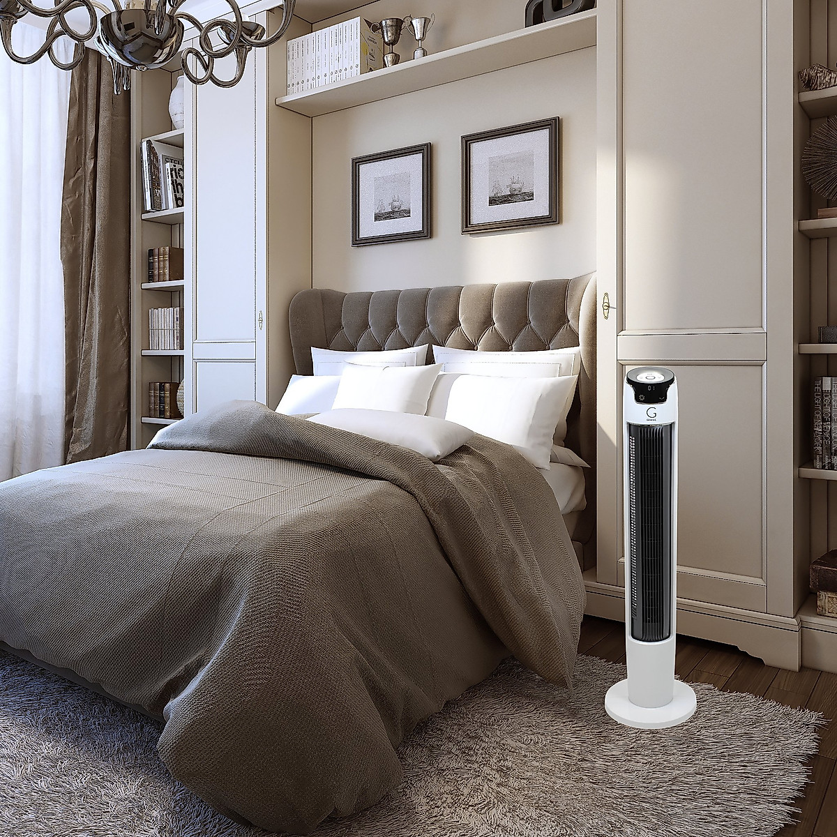 Genesis Powerful 43 Inch Oscillating Tower Fan with Max Air Quiet Technology and Remote, White (G5TOWERFAN)