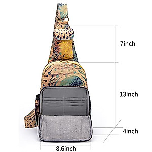 Women sling bag Elephant canvas large boho backpacks bohemian Crossbody Bag (purple yellow)