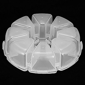 Yosoo Health Gear Clear 8 Compartment Round Jewelry Bead Storage Organizer, Portable Nail Storage Container 8 Grids Empty Nail Art Container Case Box Rhinestones Gem Container for Beauty Salon