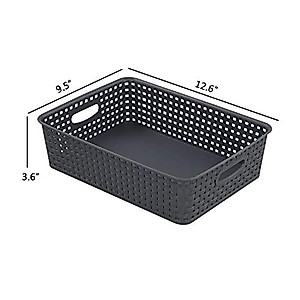 Easymanie Grey Plastic Basket Tray, A4 Paper Baskets, Pack of 5