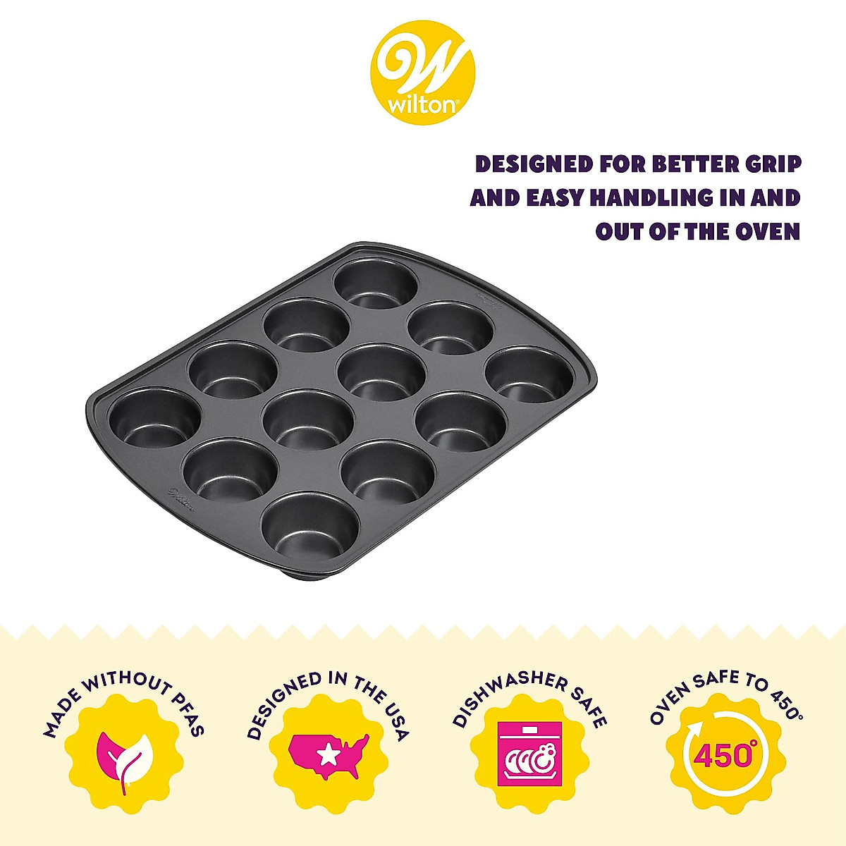 Wilton Perfect Results Premium Non-Stick Bakeware Muffin Pan & Cupcake Pan, 12-Cup, Steel