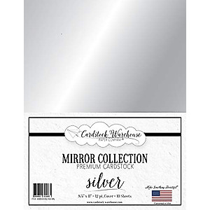 Mirror Silver Metallic Mirricard Cardstock - 8.5 X 11 inch - 100 lb / 12Pt - 10 Sheets from Cardstock Warehouse