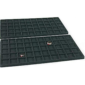 RJ Displays-2 Black 50 Slot Pendant Jewelry Showcase Display Tray Inserts