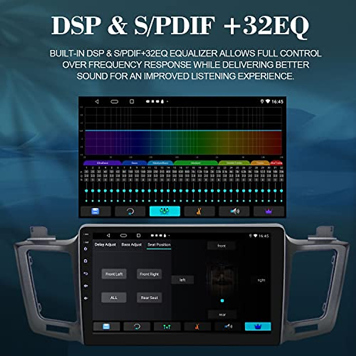 Evonavi 2GB+32GB Car Stereo for Toyota RAV4 2013 2014 2015 2016 2017 2018, IPS Touch Screen Car Radio with GPS WiFi/Bluetooth/FM/AM/DSP/AHD/32EQ/Mirror Link,Compaitble with Carplay/Android Auto