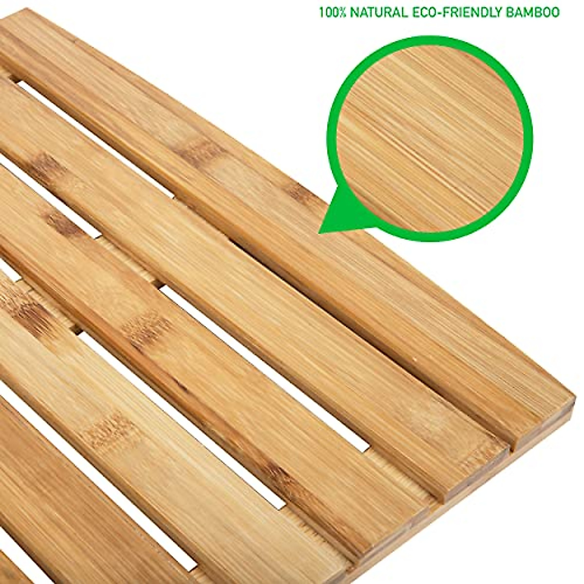 Mind Reader Bali Collection, Luxury Bamboo Shower Bath Mat, 25.2"L x 15.75"W x 0.67"H, Brown