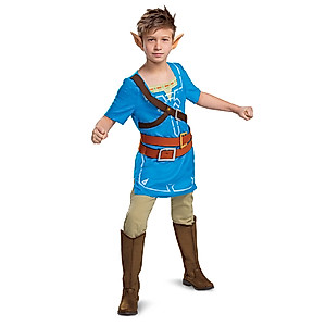 Link Costume for Kids, Official Zelda Breath of The Wild Costume, Classic Child Size Medium (7-8) Multicolored