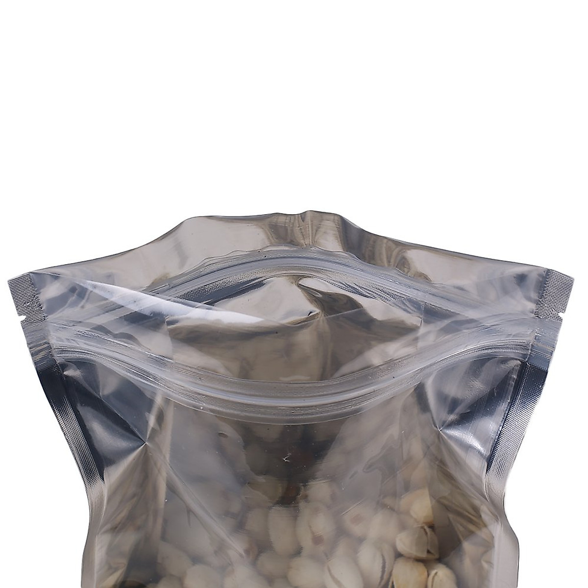 100PCS Silver Metallic Stand-Up Side Gusset Zip Top Lockk Bags w/Window 14x24+6cm (5.5x9.4+2.3")