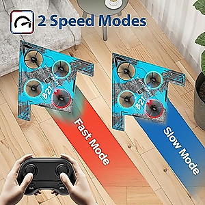 Trulloyoo Remote Control Drone for Beginners，RC Quadcopter Aircraft for Adults & Kids, B21 Fighter 2.4GHz 4-Channel Stunt Planes Airplane Toys with LED Lights, Birthday Boys Girls (Blue)