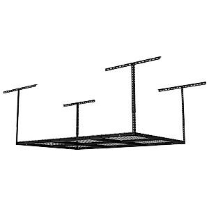 FLEXIMOUNTS 4x6 Heavy Duty Overhead Garage Adjustable Ceiling Storage Rack, 72" Length x 48" Width x 40" Height (Black)