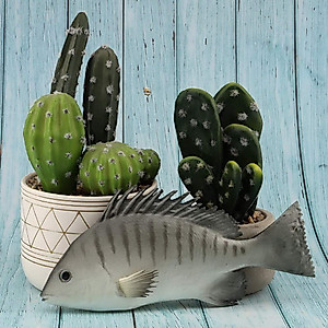 Gresorth 3 Pack Fake Fish Pretend Artificial Black Carp Lifelike Striped Bass Ornament Snapper Hanging for Home Garden Kitchen Toy Party Decoration