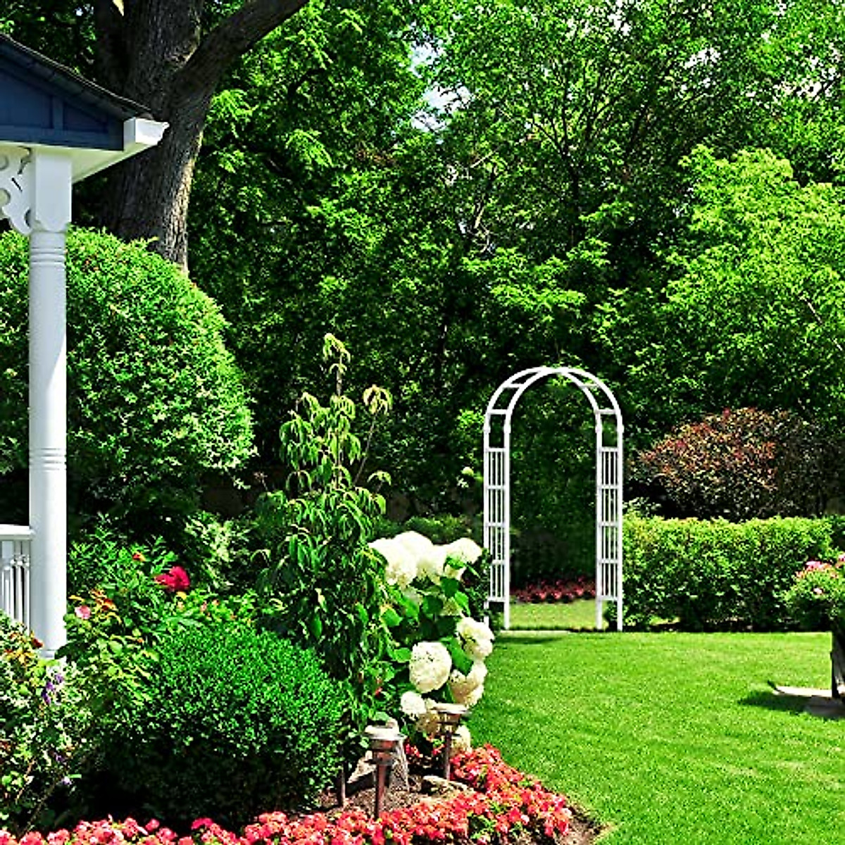 Qikdesign 40" W x 86" H Vinyl Arch, Vinyl Arbor, Garden Arch, Garden Arbor for Climbing Plants, Yard, Garden or Pathway, White