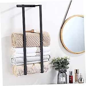 PHENOFICE Towel Roll Storage Mounted Shelves Wall Mount Shelf Bathroom Organizer Hanger Organizer Kitchen Towel Organizer Wall Mounted Towel Holder Towels 304 Stainless Steel Black