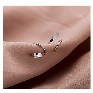 Minimalist Ear Climber Crawler Cuff Earrings for Women Sterling Silver Cartilage Ear Piercing Wrap Earring Studs Hypoallergenic (White Gold)