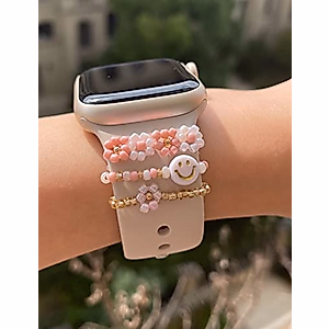 Heesch Watch Band Charms Compatible with Apple Watch Charms for Band Women Beads Decorative Ring Loops Charm for Apple Watch Band Charms Accessories